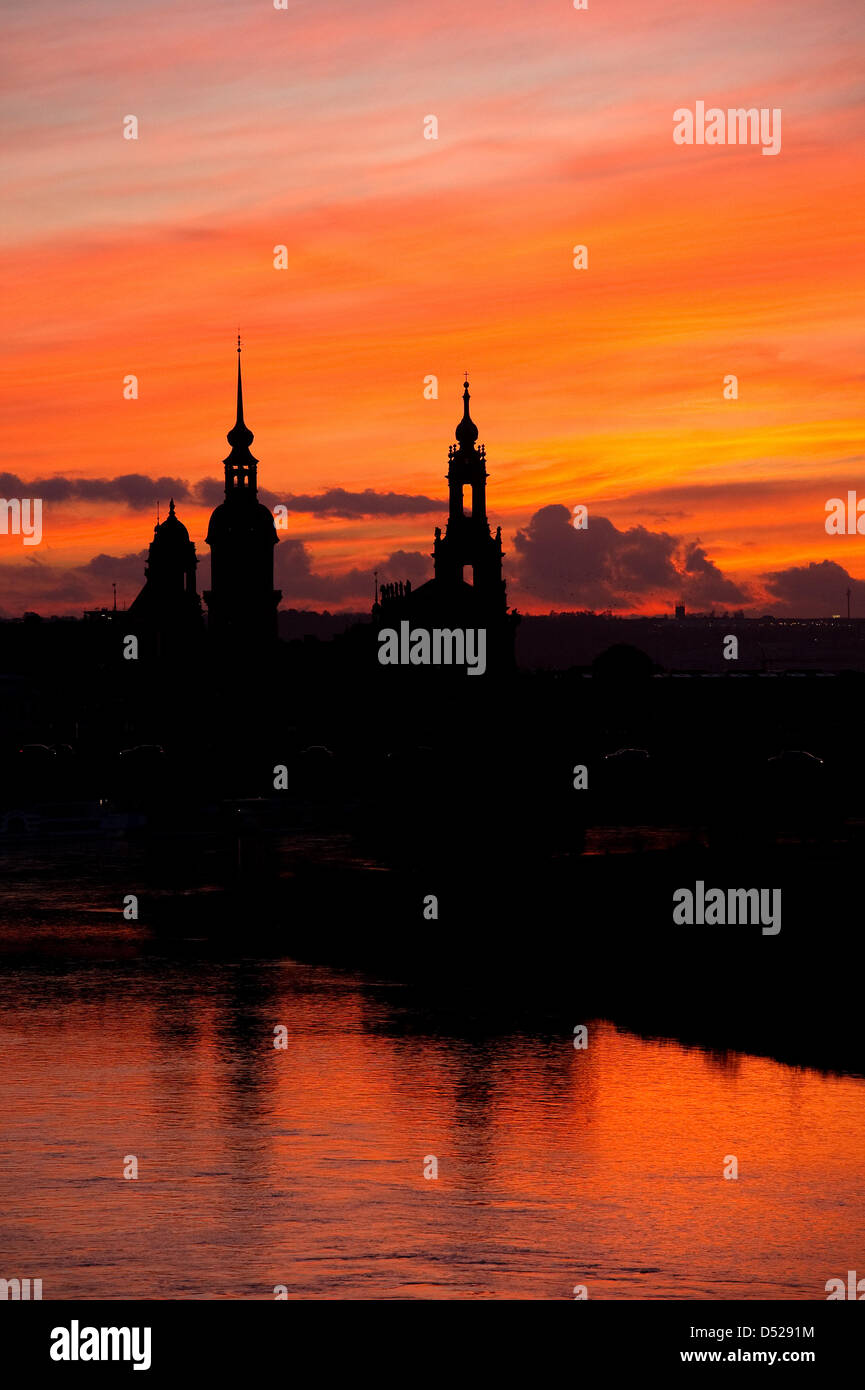 A firey red evening sky brings the day to a spectacular end over the ...