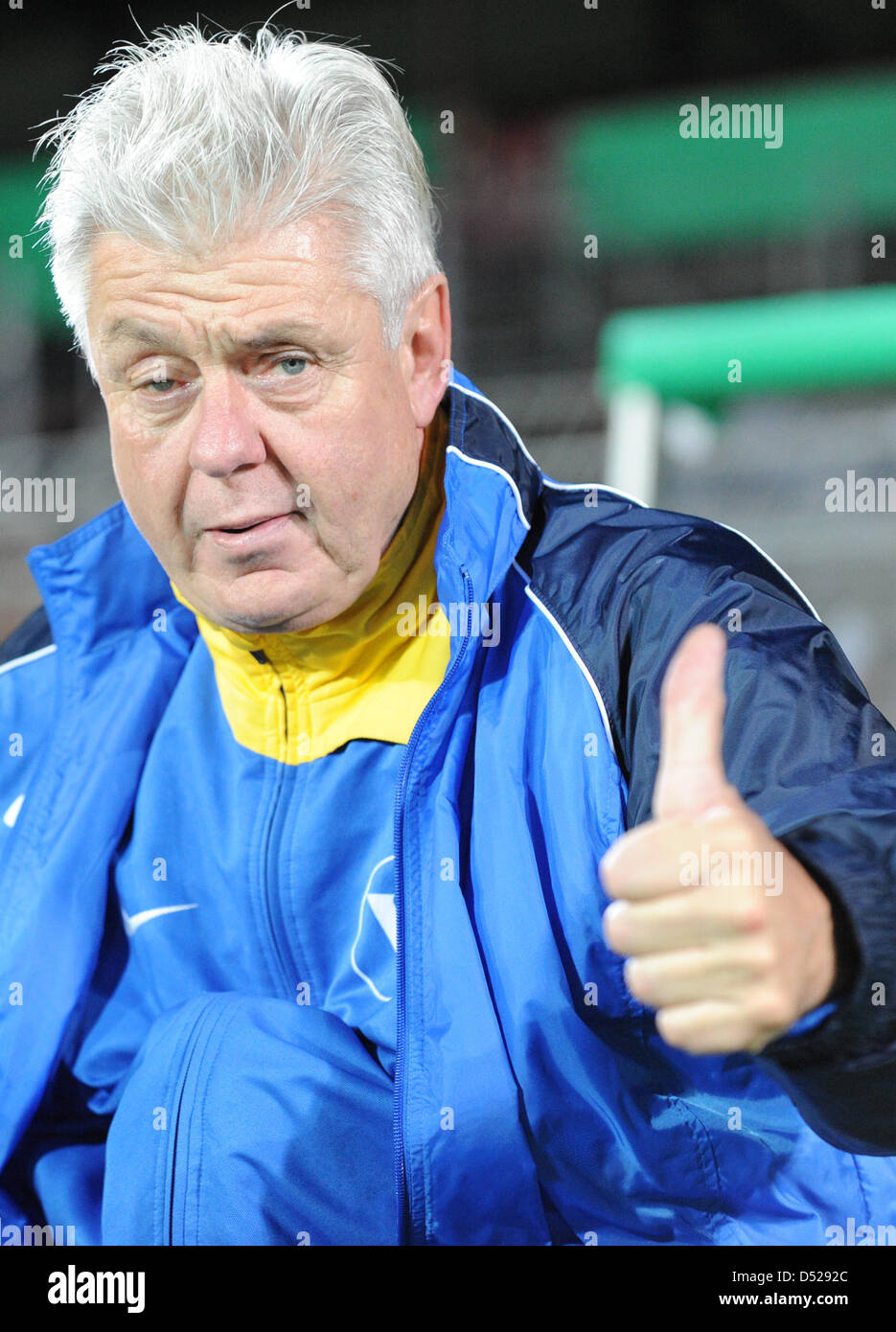 Victoria's head coach Bert Ehm gestures before the start of DFB Cup ...