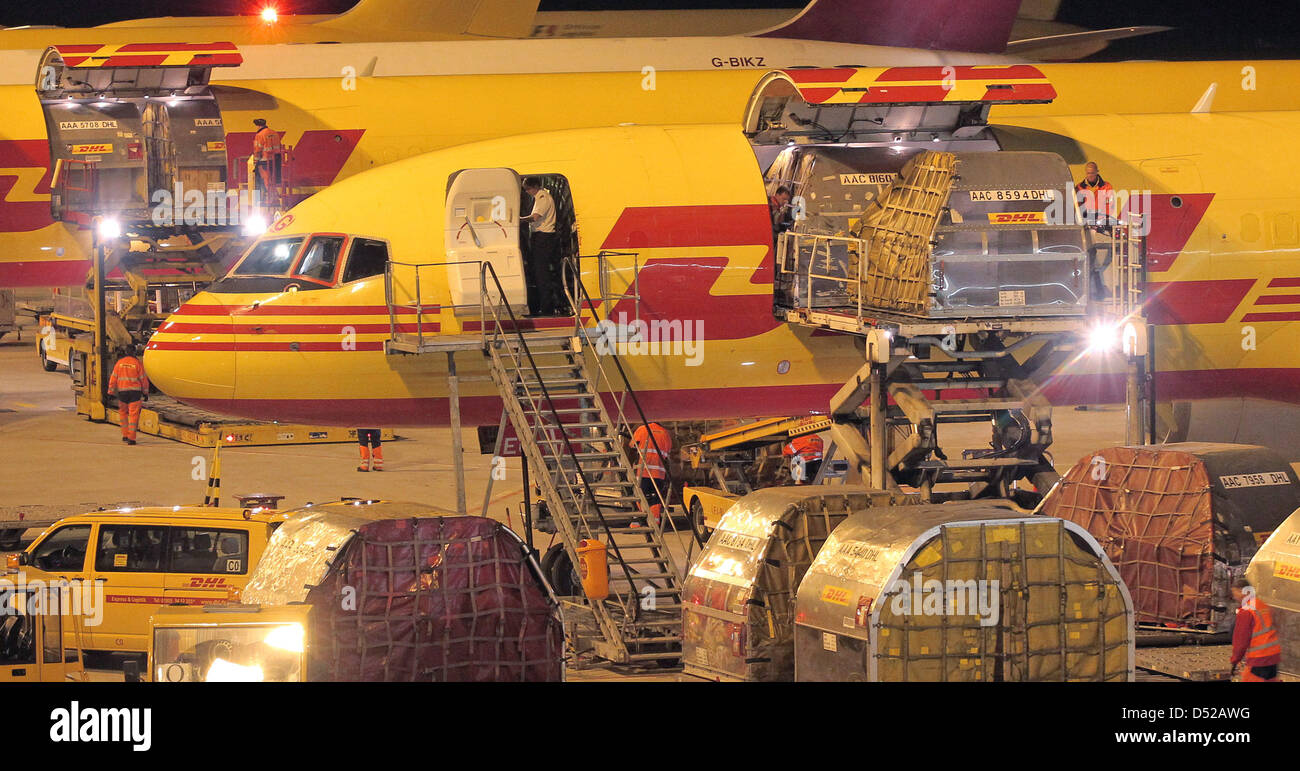 (FILE) - A file picture dated 03 June 2010 shows several DHL-cargo ...