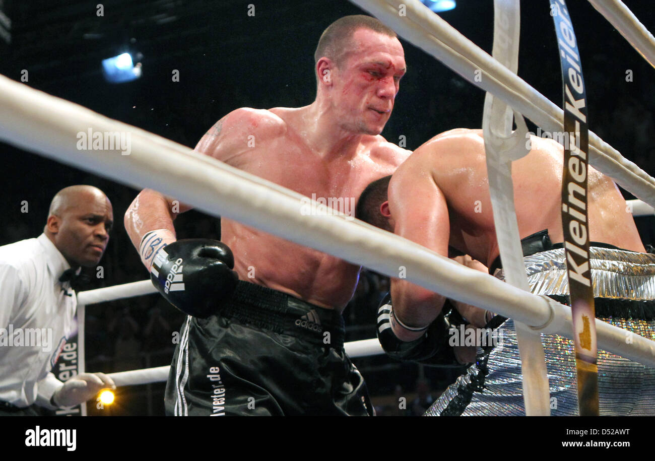 German boxers Sebastian Sylvester (L) and Mahir Oral box during the IBF ...