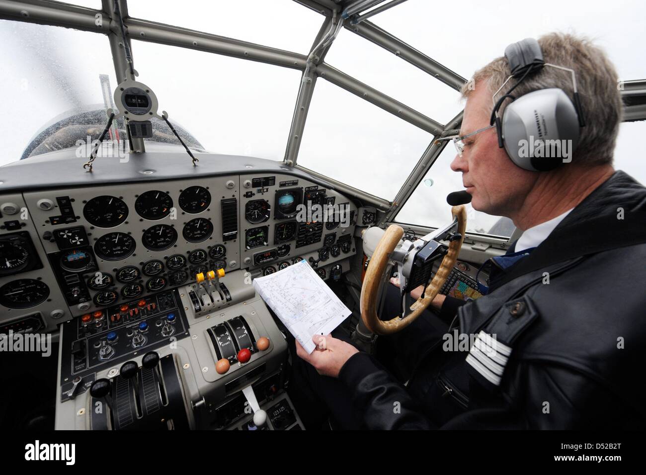Head of air traffic Georg Kohne flies the plane Junkers Ju 52 of ...