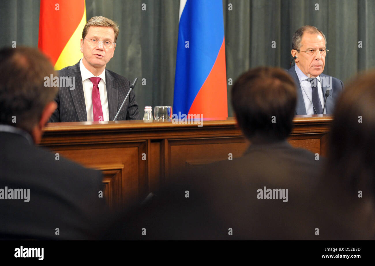 German Foreign Minister Guido Westerwelle (L) meets his Russian ...