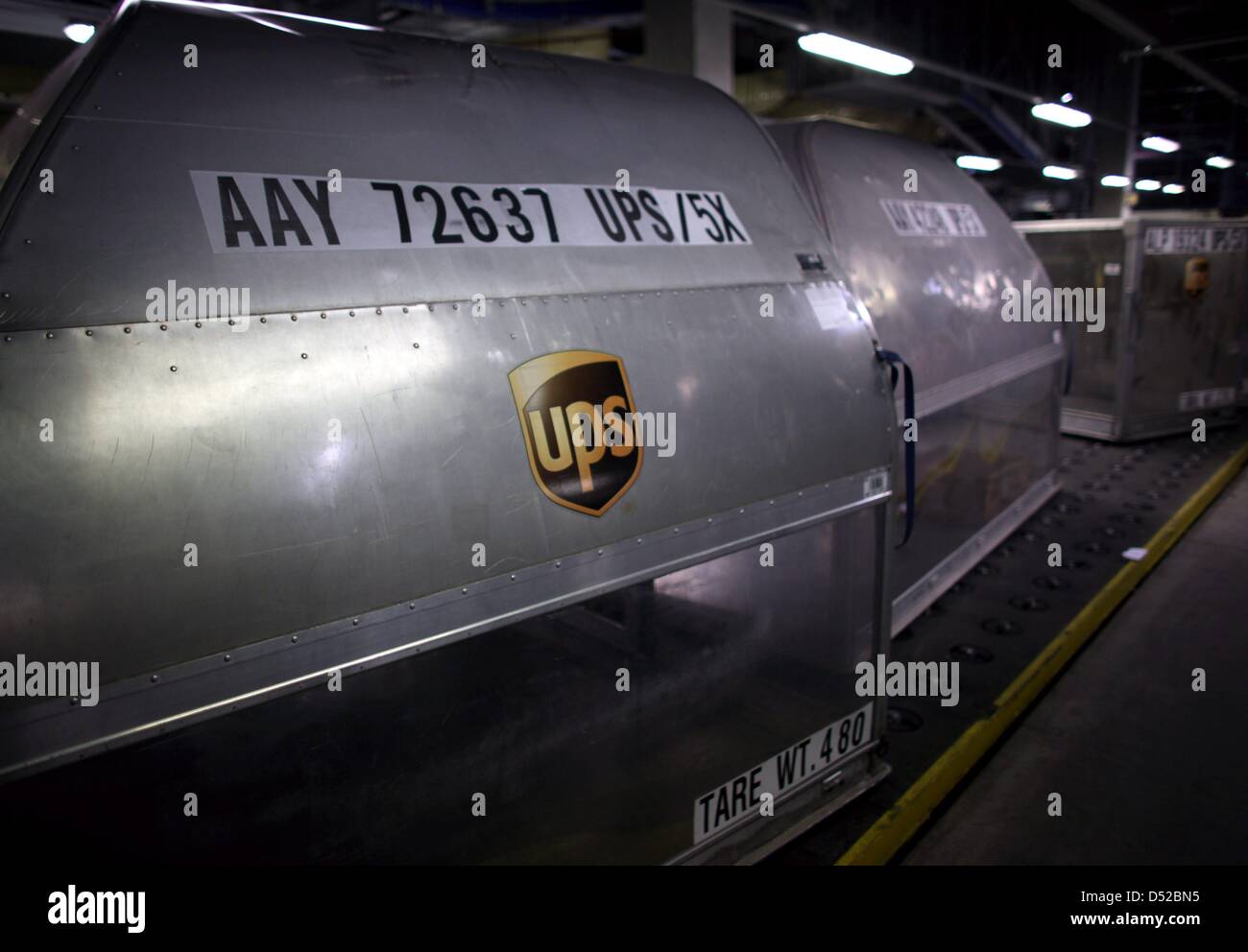 Containers of UPS stand at the cargo centre of Cologne-Bonn airport in ...