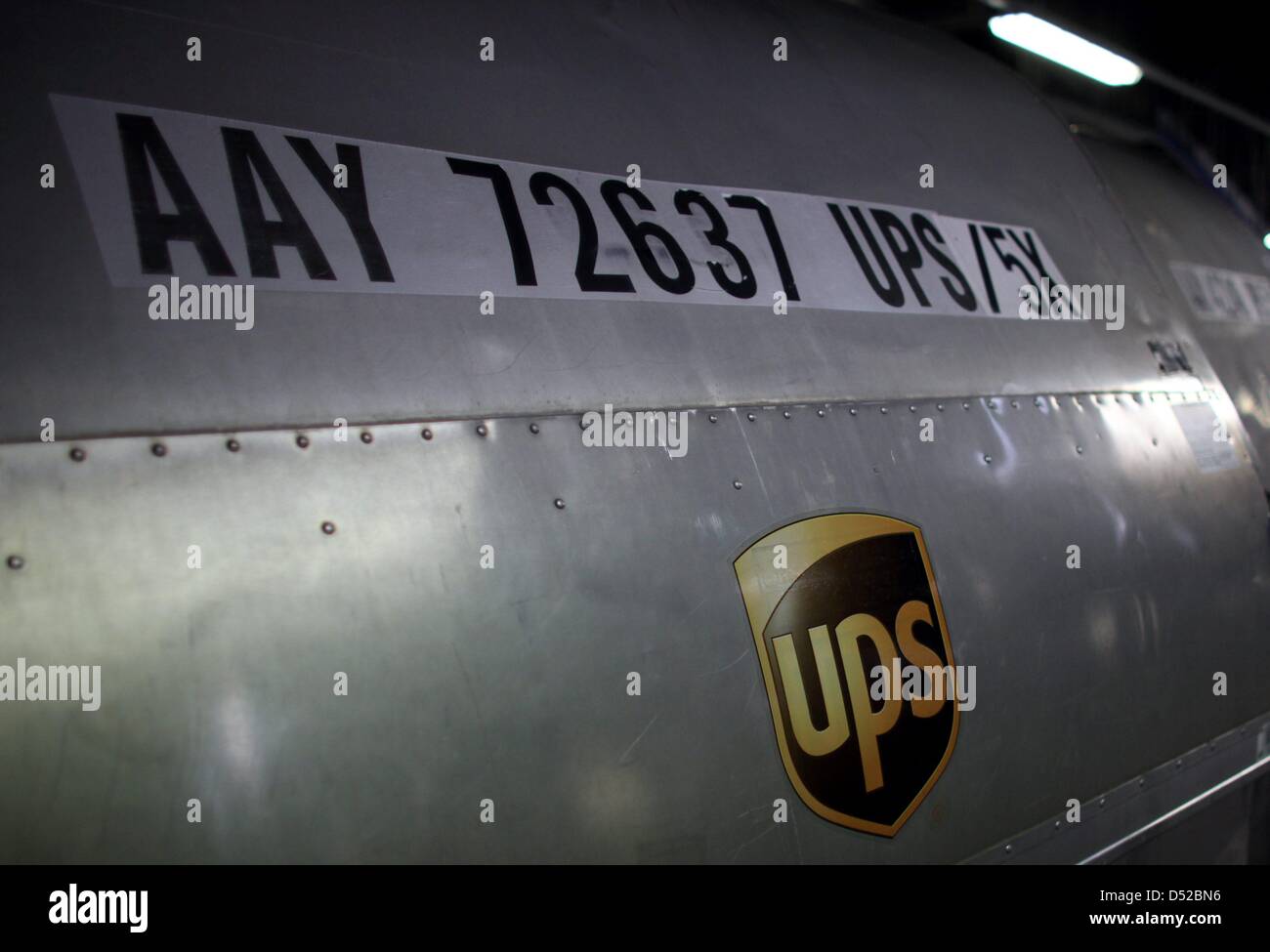 Containers of UPS stand at the cargo centre of Cologne-Bonn airport in ...