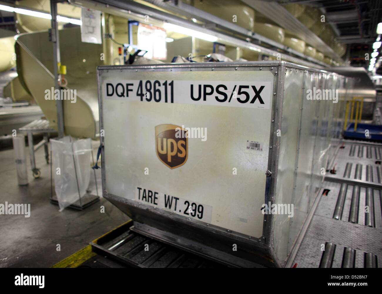 Containers of UPS stand at the cargo centre of Cologne-Bonn airport in ...