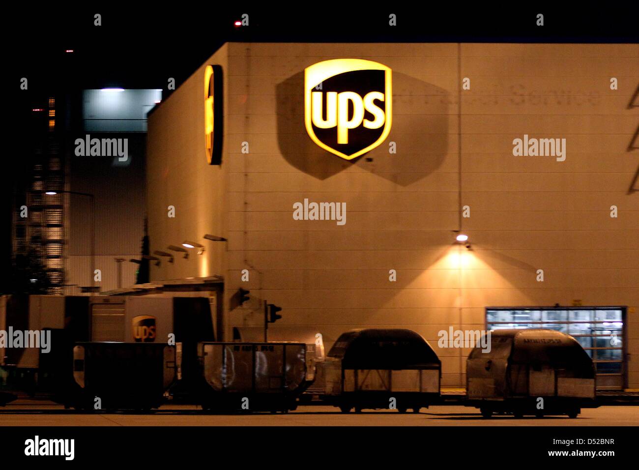 Containers of UPS stand at the cargo centre of Cologne-Bonn airport in ...