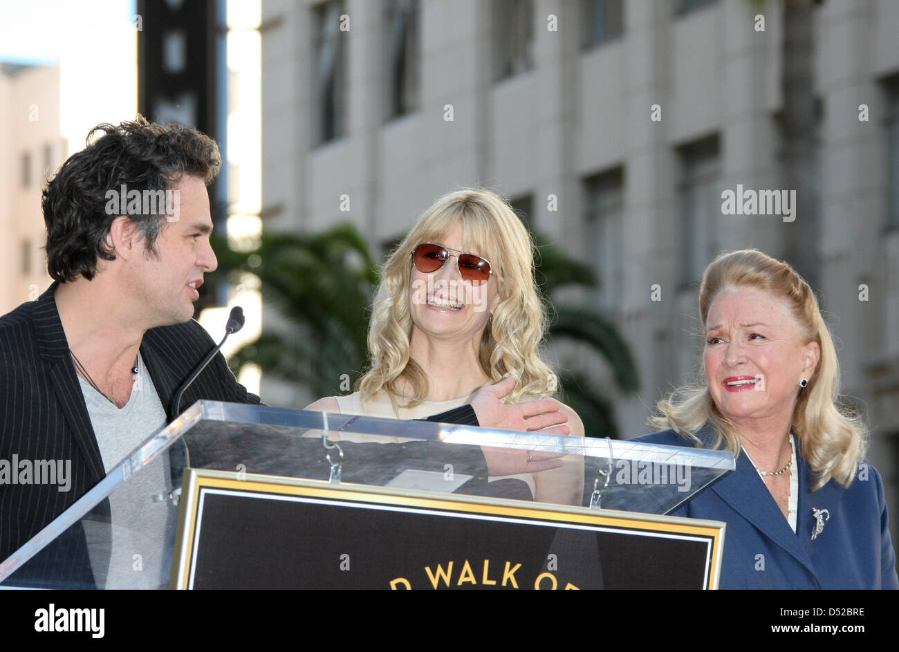 Actors Mark Ruffalo, Laura Dern (C) and her mother Diane Ladd attend ...