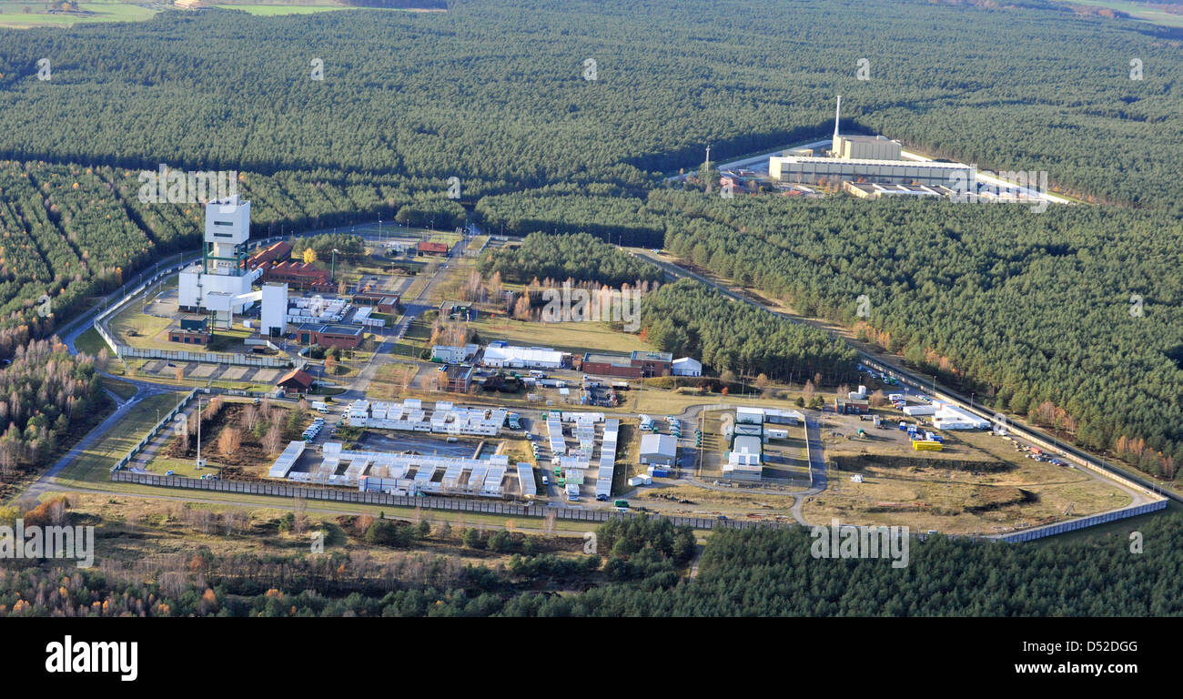 An aerial photo shows the interim-storage (R) and an inoperative mine ...