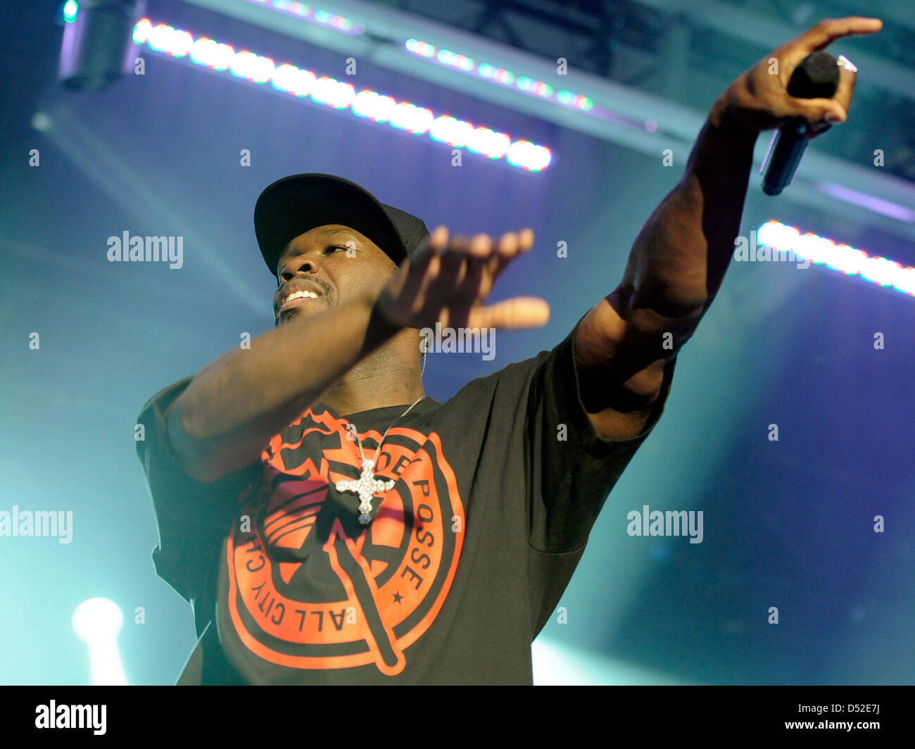 US rapper 50 Cent performs during a concert at C-Halle in Berlin ...