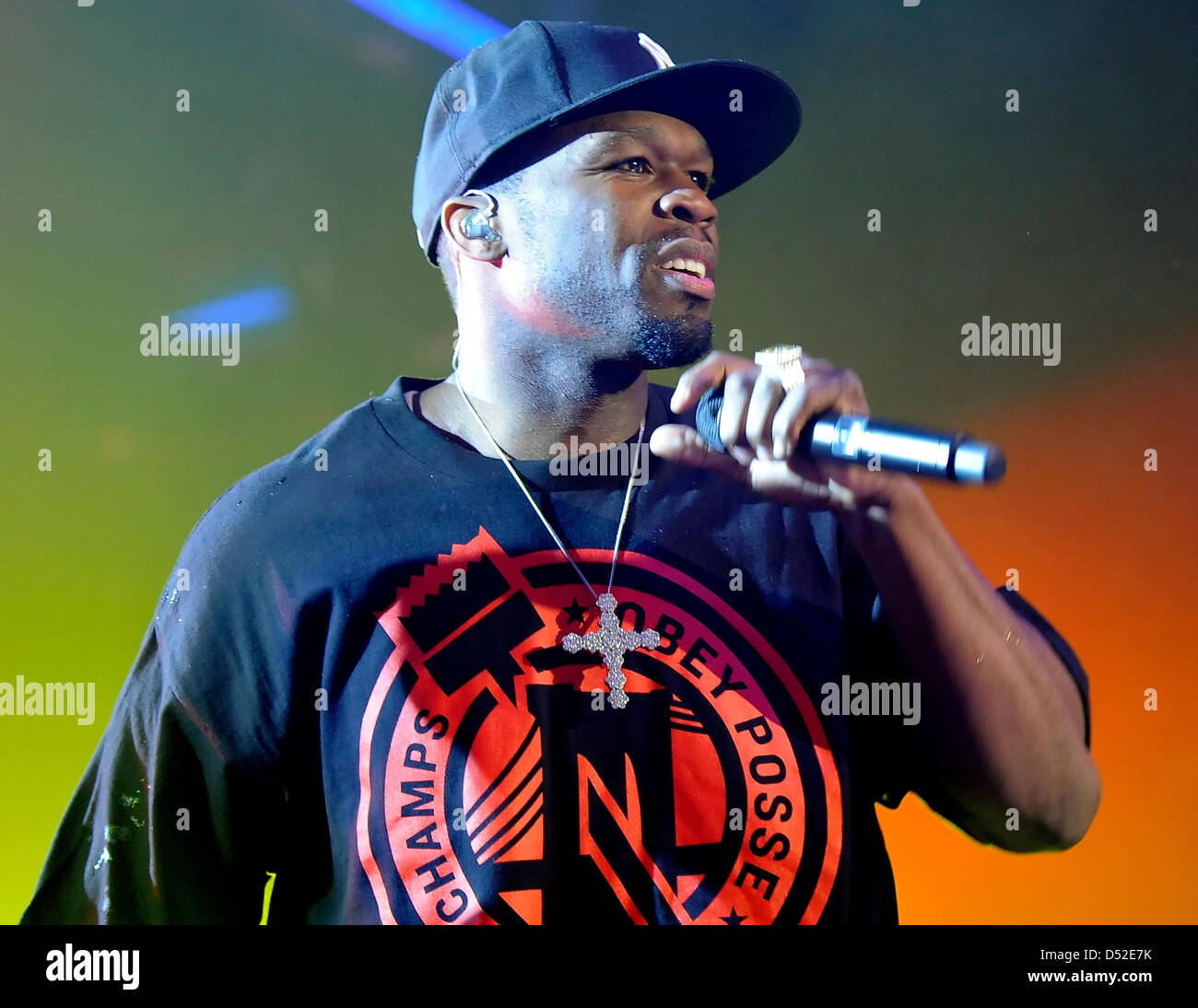 US rapper 50 Cent performs during a concert at C-Halle in Berlin ...