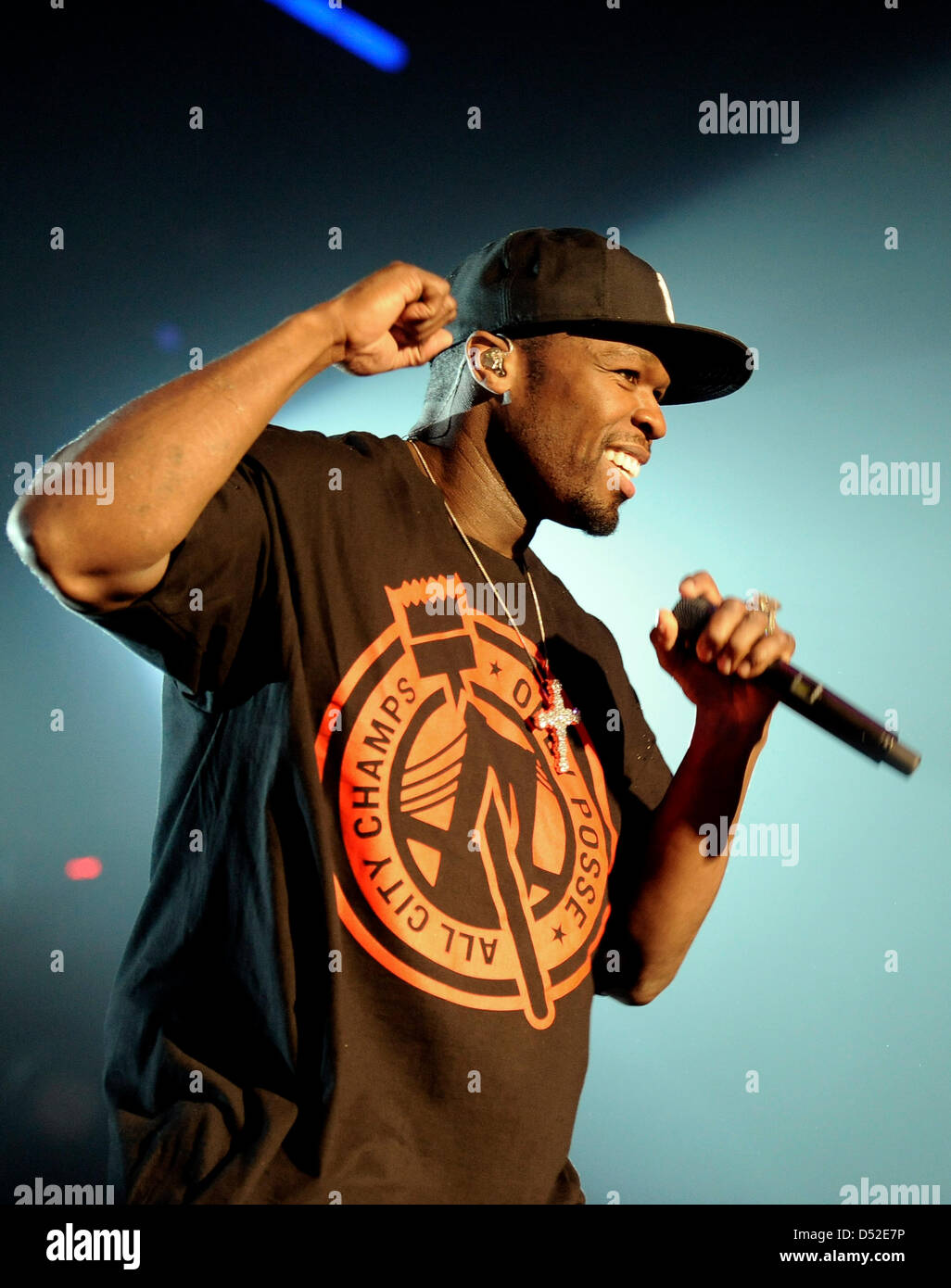 US rapper 50 Cent performs during a concert at C-Halle in Berlin ...