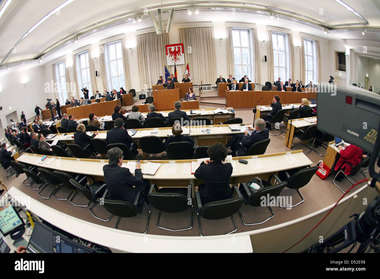 Brandenburg's state parliament pictured during a meeting in Potsdam ...