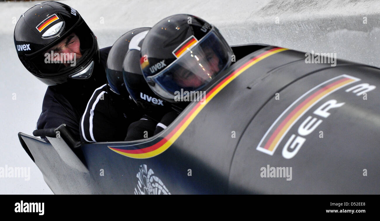 Bobsleigh Germany 3 with Karl Angerer, Andreas Bredau, Alexander Mann ...