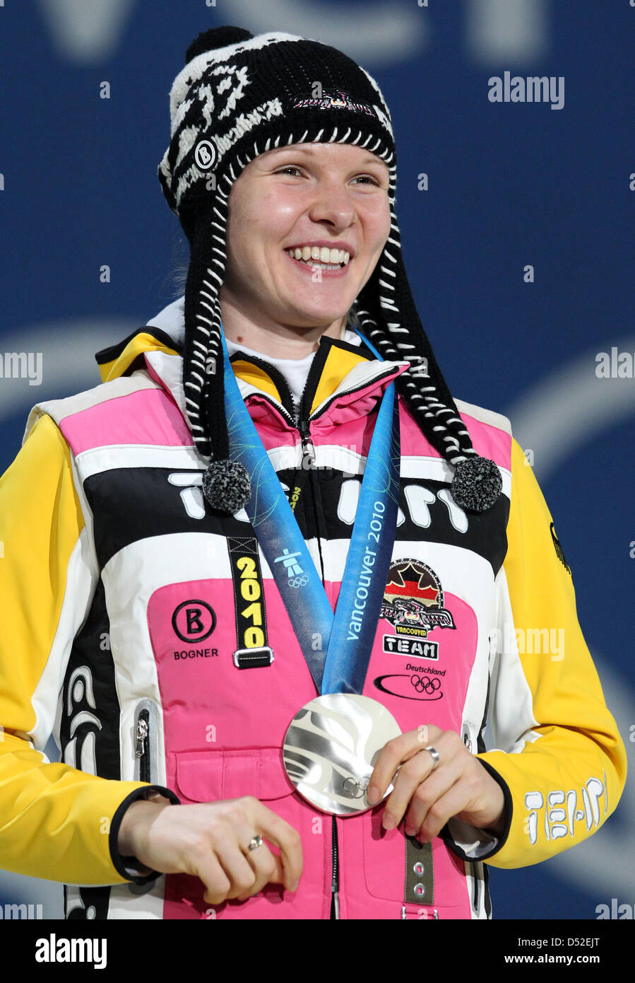 Silver medalist Stephanie Beckert of Germany enjoys her moment during ...