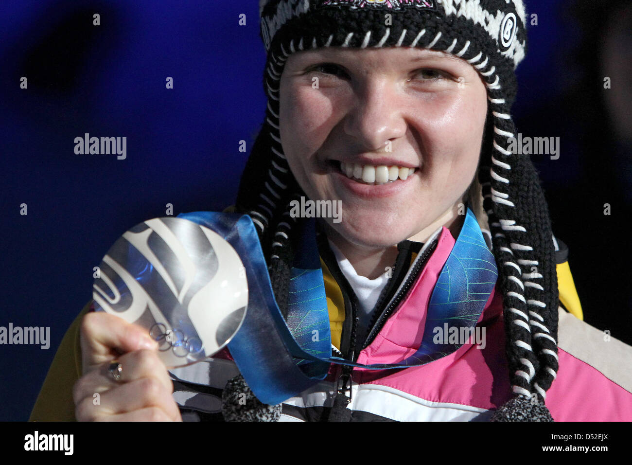 Silver medalist Stephanie Beckert of Germany enjoys her moment during ...