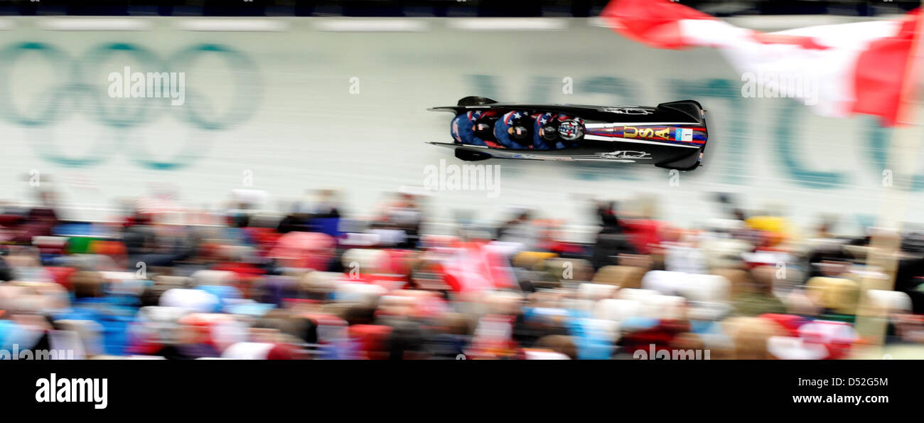 (R-L) Steven Holcomb, Justin Olsen, Steve Mesler and Curtis Tomasevicz ...