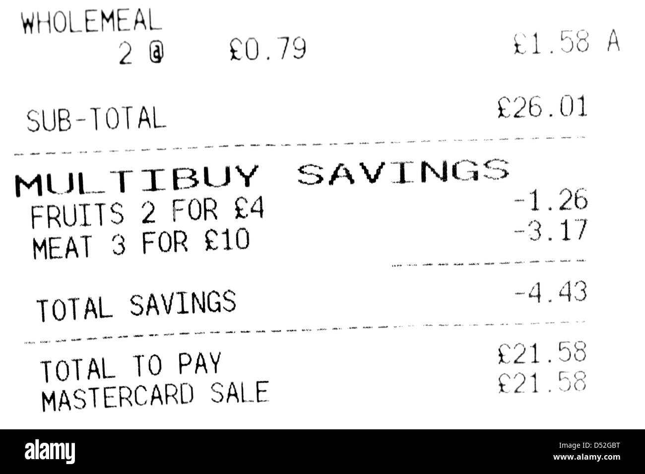 Till receipt uk Cut Out Stock Images & Pictures - Alamy