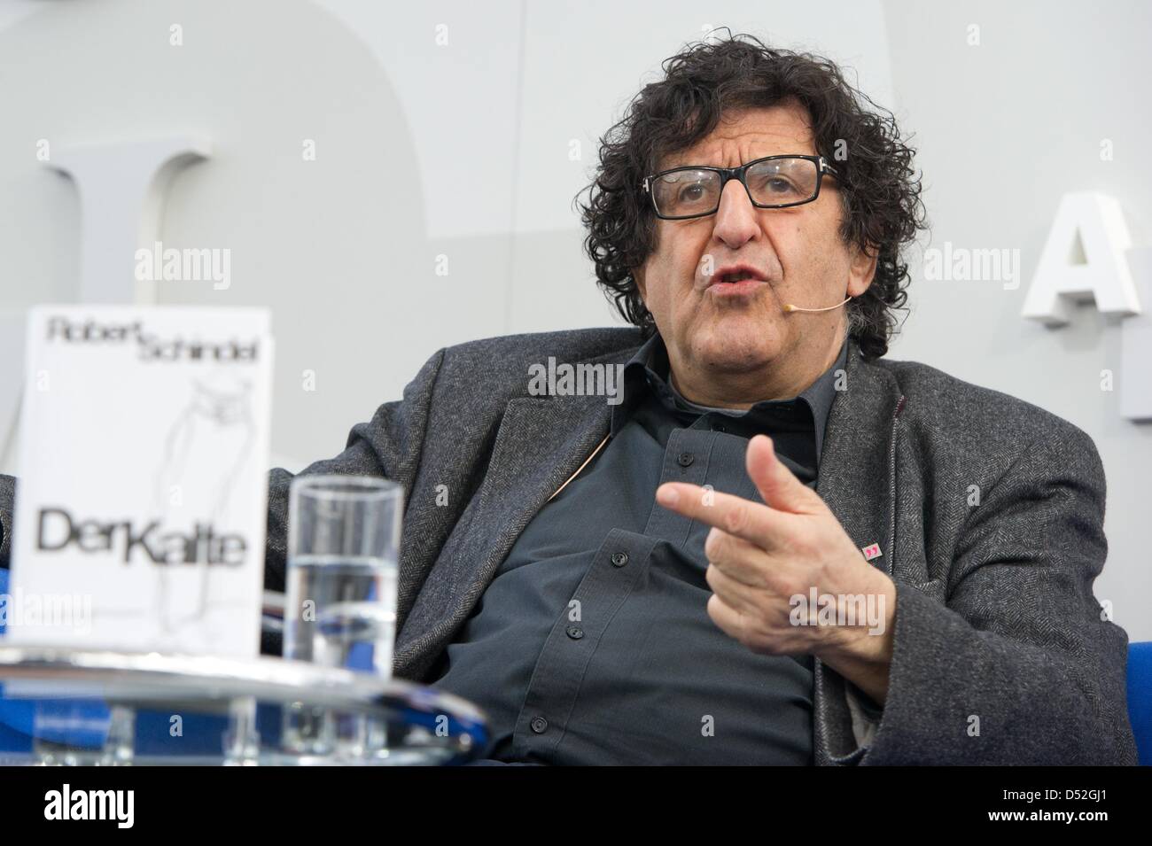 Austrian writer Robert Schindel sits on the Blue Sofa at the book fair ...