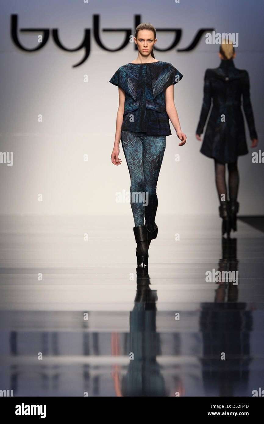 A model wears a creation as part of Byblos Women's fashion fall winter ...