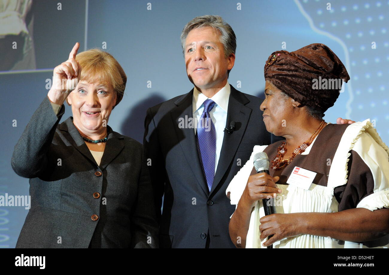 German Chancellor Angela Merkel (L-R), Bill McDermott, one of two ...