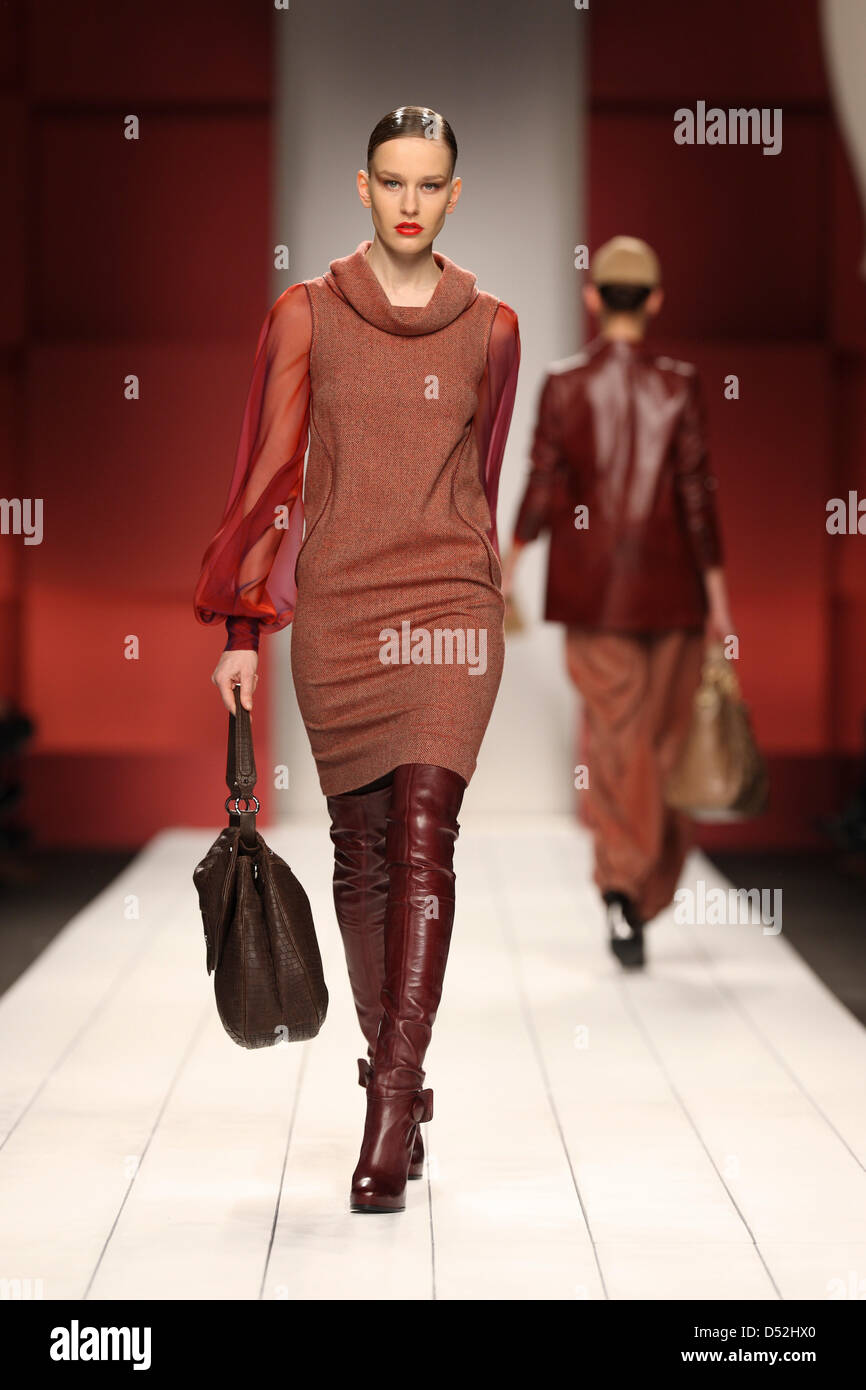 A model wears a creation as part of Aigner Women's fashion fall winter ...