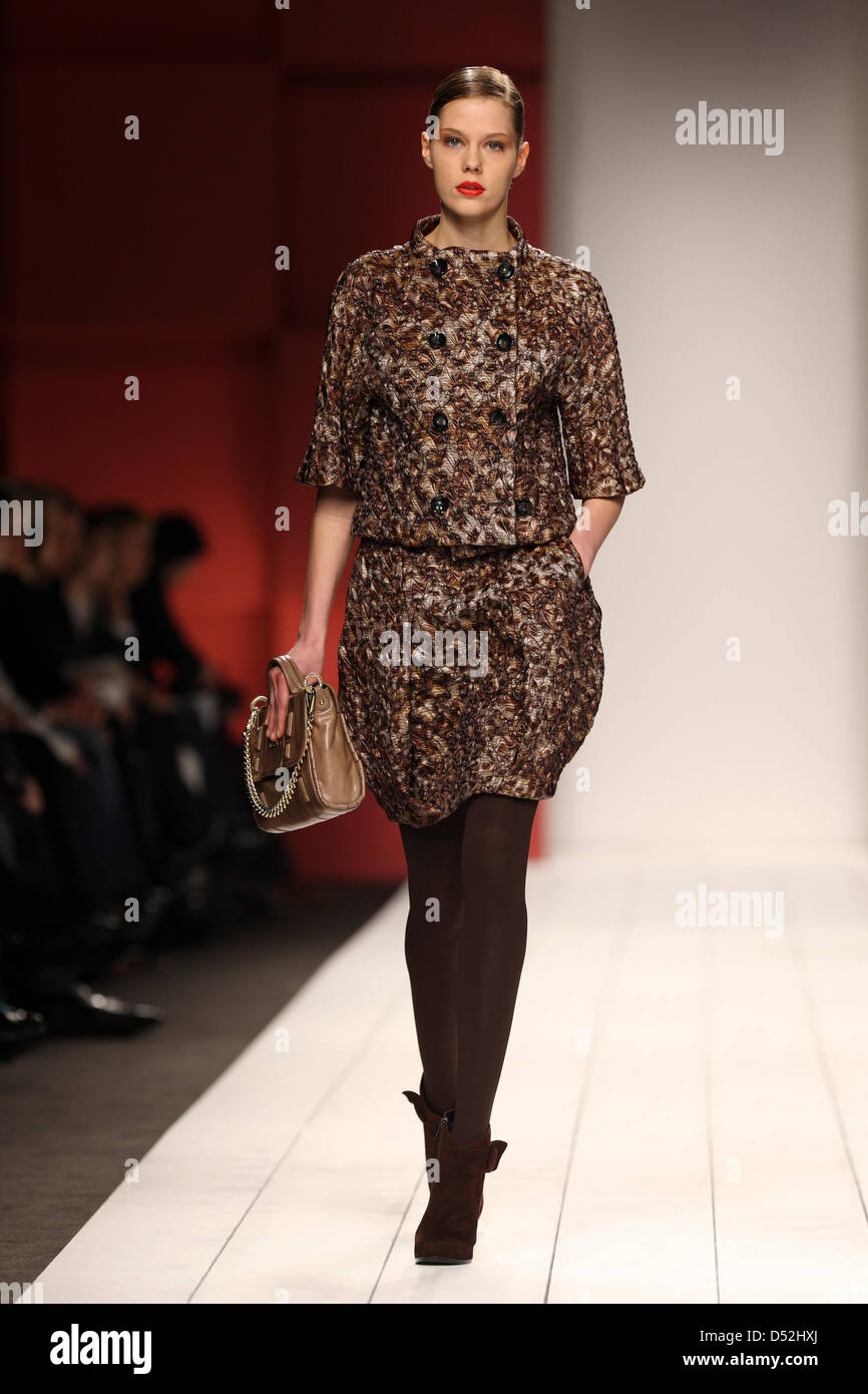 A model wears a creation as part of Aigner Women's fashion fall winter ...