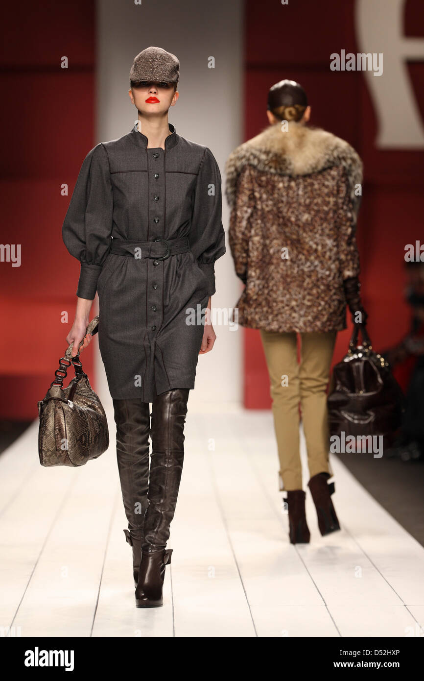A model wears a creation as part of Aigner Women's fashion fall winter ...
