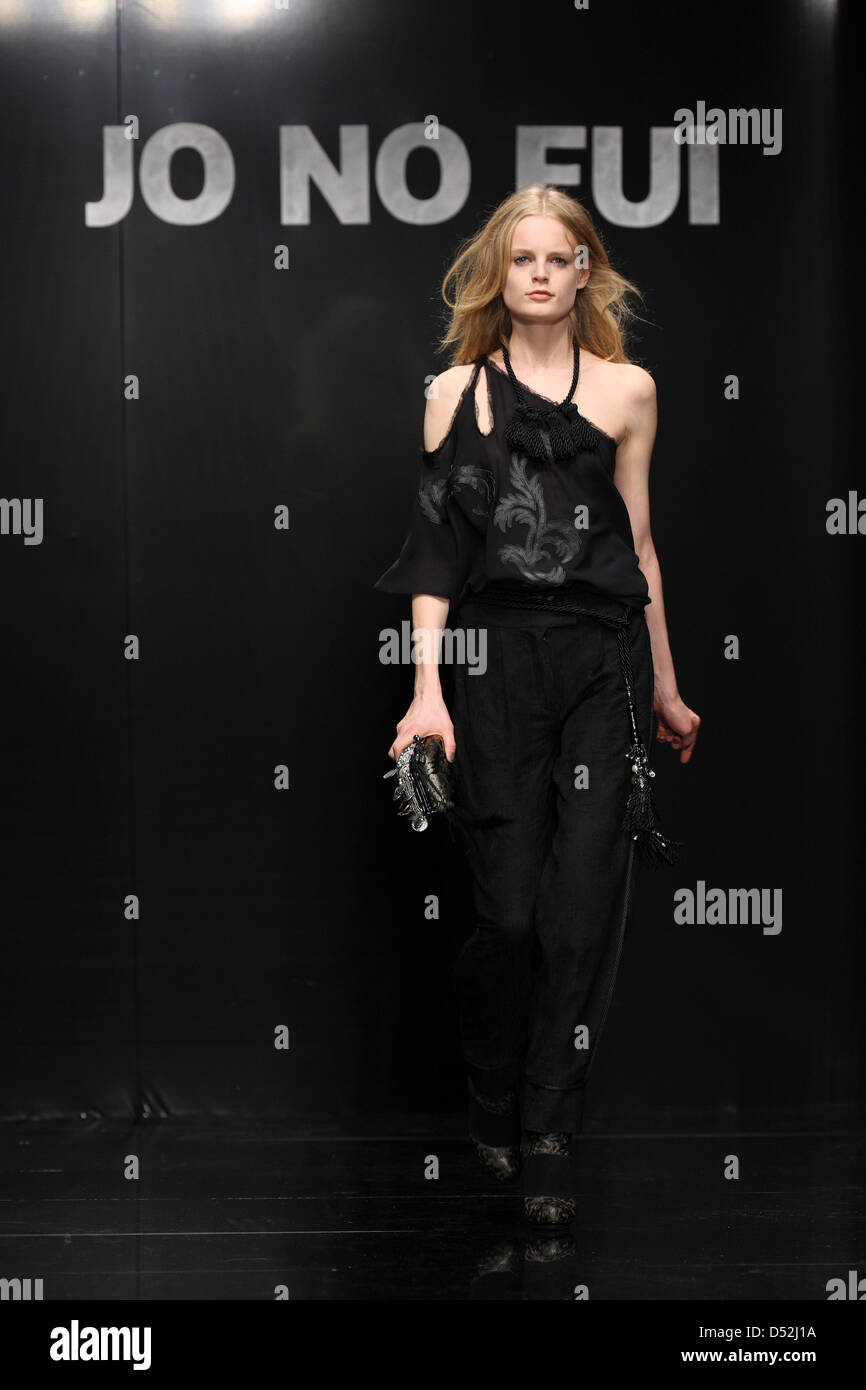 A model wears a creation as part of Jo No Fui Women's fashion fall winter 2010-2011 collection ...