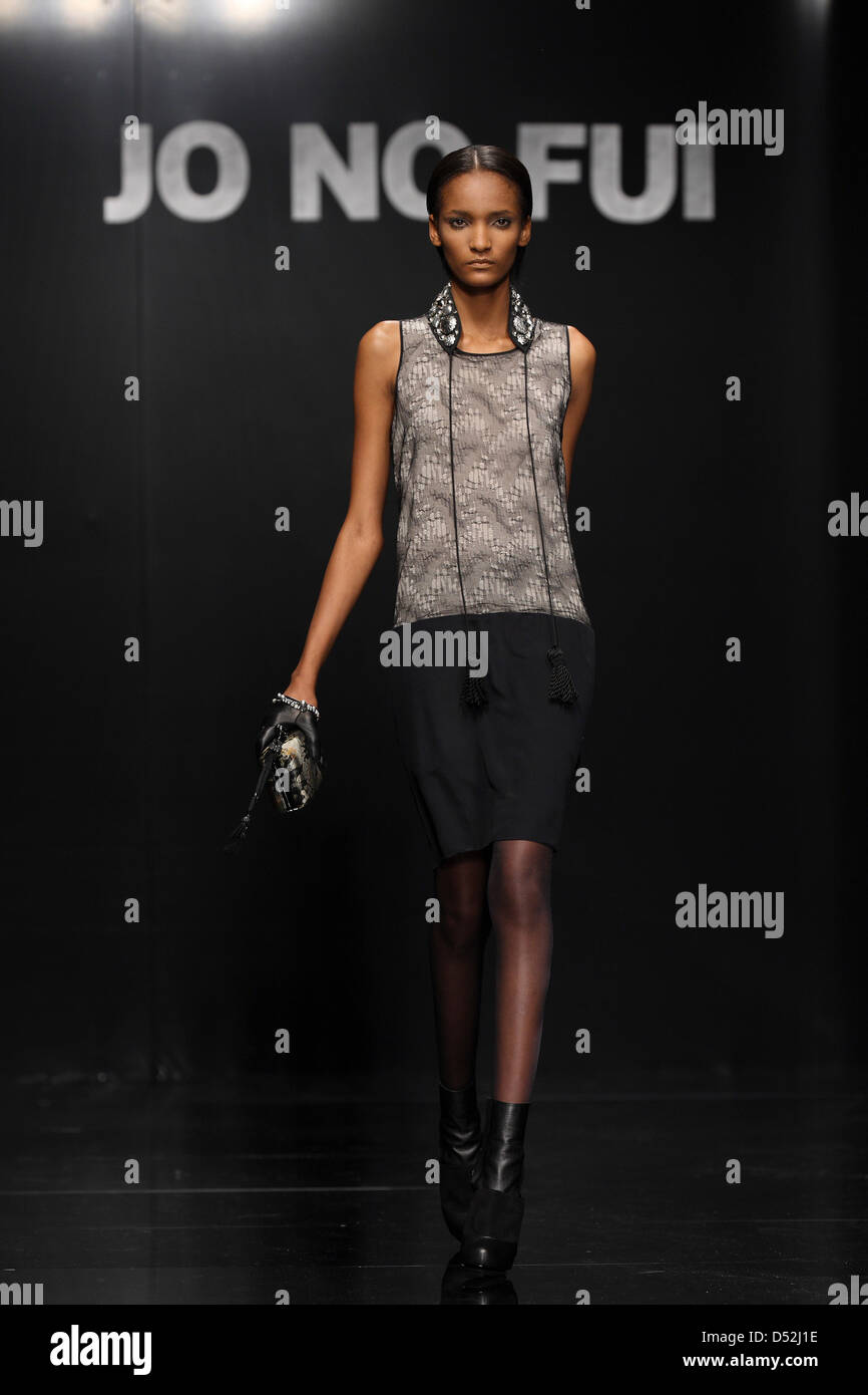 A model wears a creation as part of Jo No Fui Women's fashion fall winter 2010-2011 collection ...