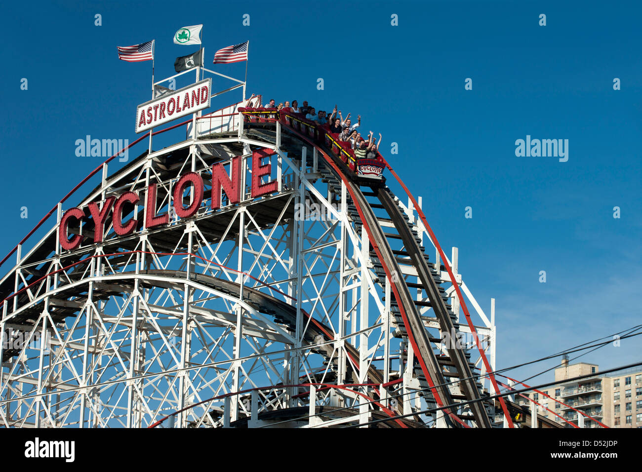 Cyclone Roller Coaster Coney Island Stock Photos & Cyclone Roller ...