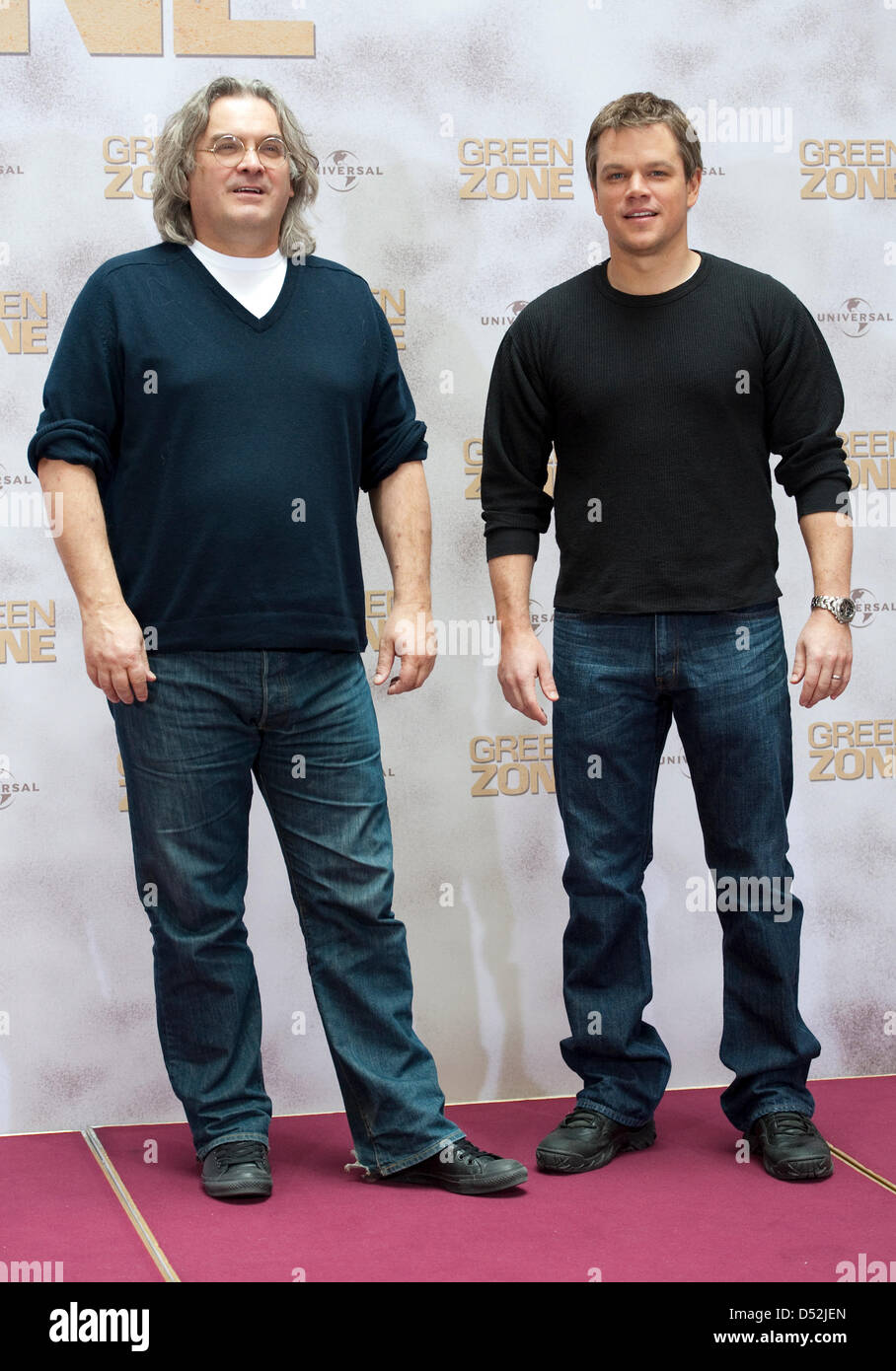 US actor Matt Damon (R) and British director Paul Greengrass attend a ...