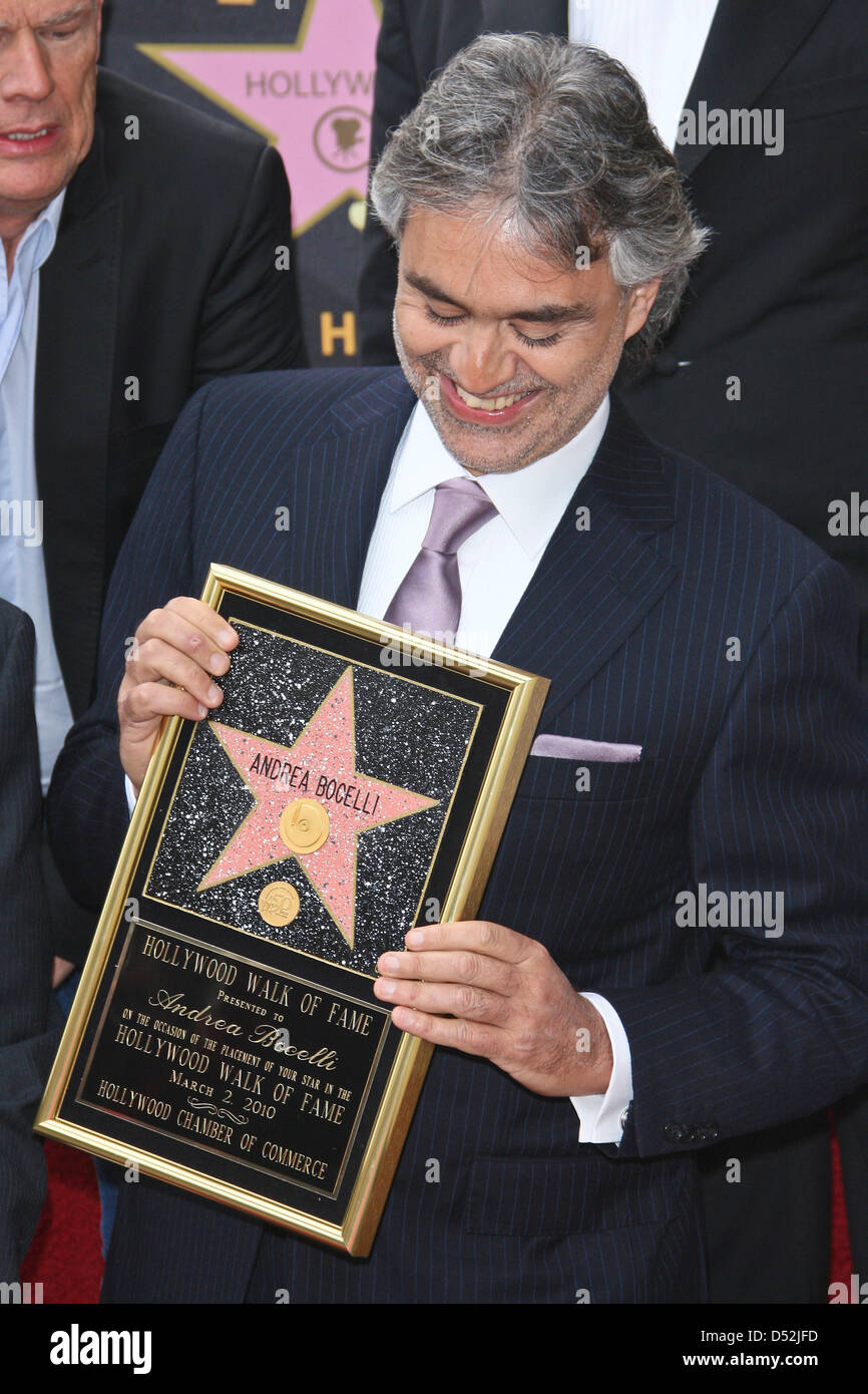 Italian born singer Andrea Bocelli attends the ceremony for Andrea ...