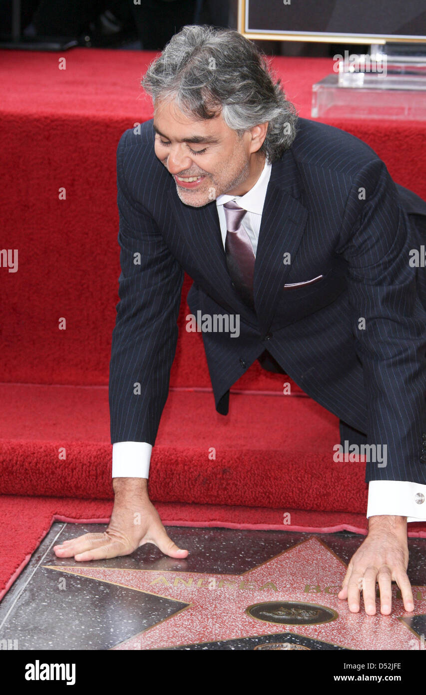 Italian born singer Andrea Bocelli attends the ceremony for Andrea ...
