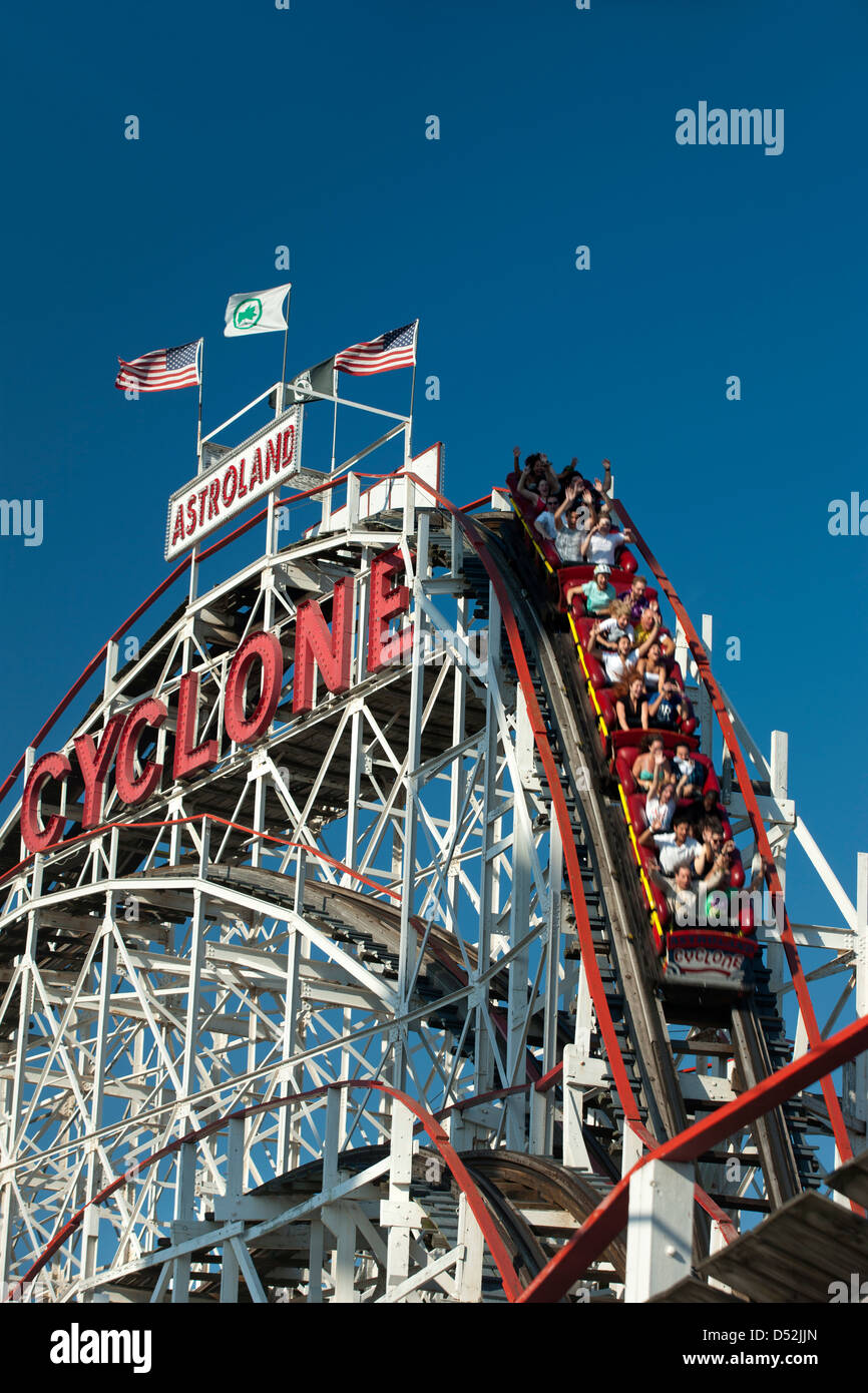 Cyclone Roller Coaster Coney Island Stock Photos & Cyclone Roller ...