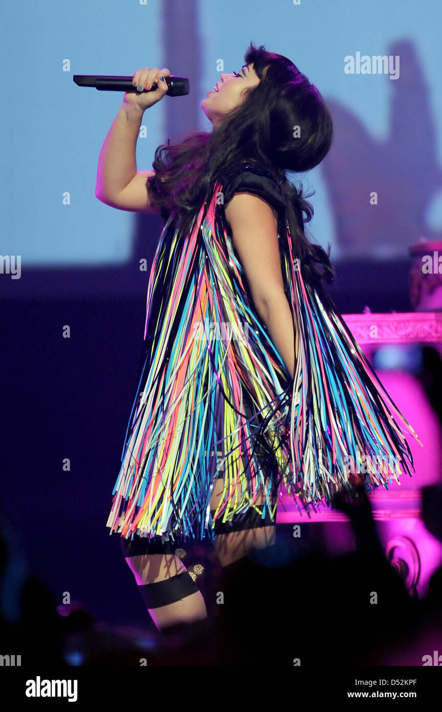 Danish pop singer Aura Dione performs at TV chart show 'The Dome 53' in ...