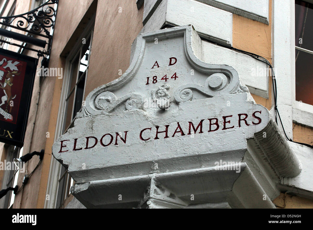 Eldon Chambers stone street sign dated A D 1844 Stock Photo - Alamy