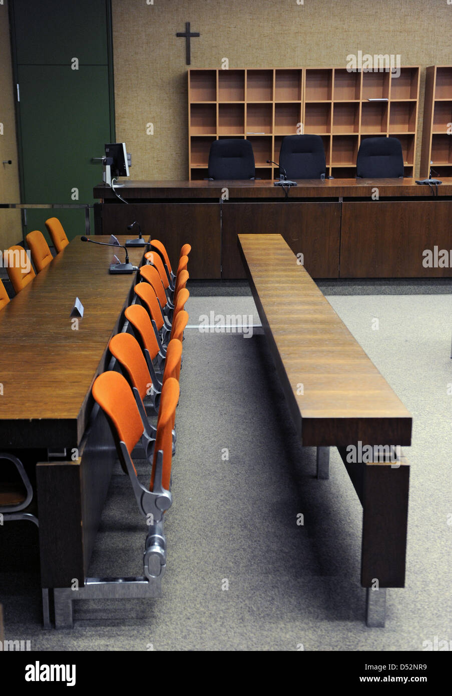 The dock in the courtroom where the trial against three Swiss pupils ...