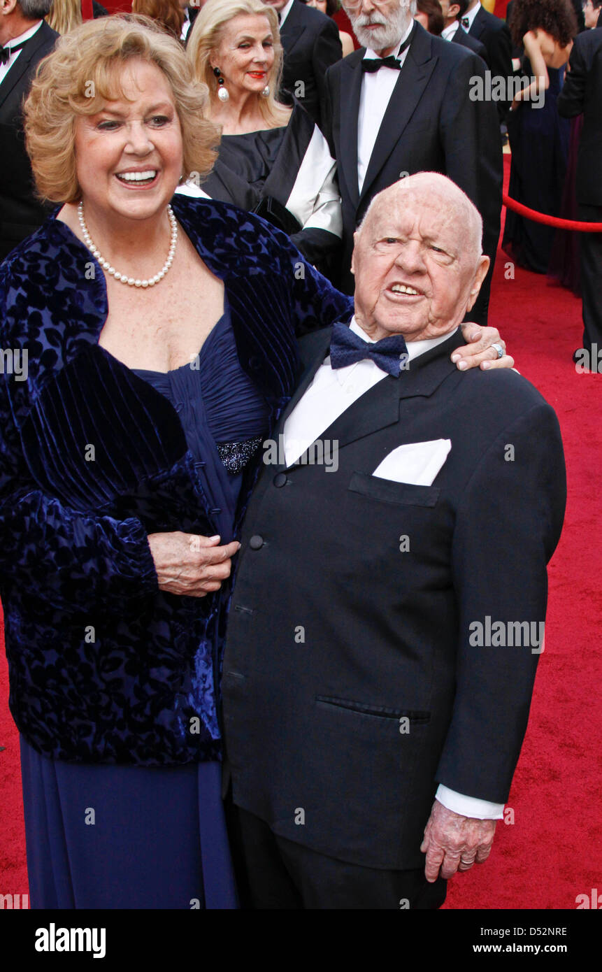 US actors Mickey (R) and Jan Rooney arrive on the red carpet during the ...