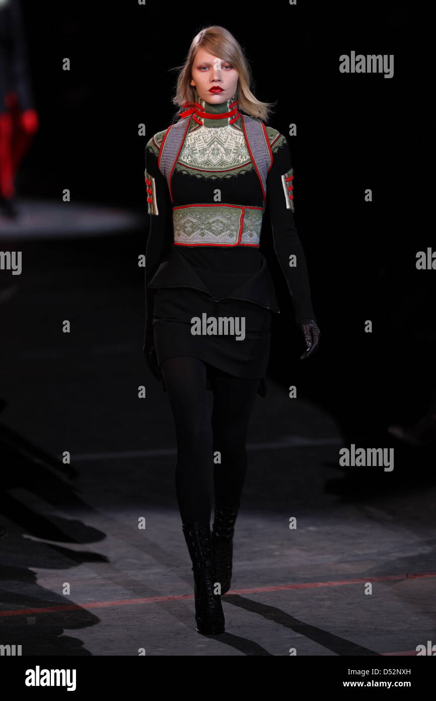 A model wears a creation as part of Givenchy women's fashion fall ...