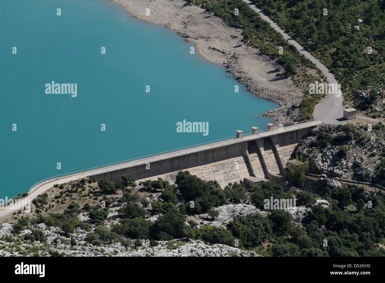 Aerial view of Cuber´s dam, on the Spanish Balearic island of Mallorca ...