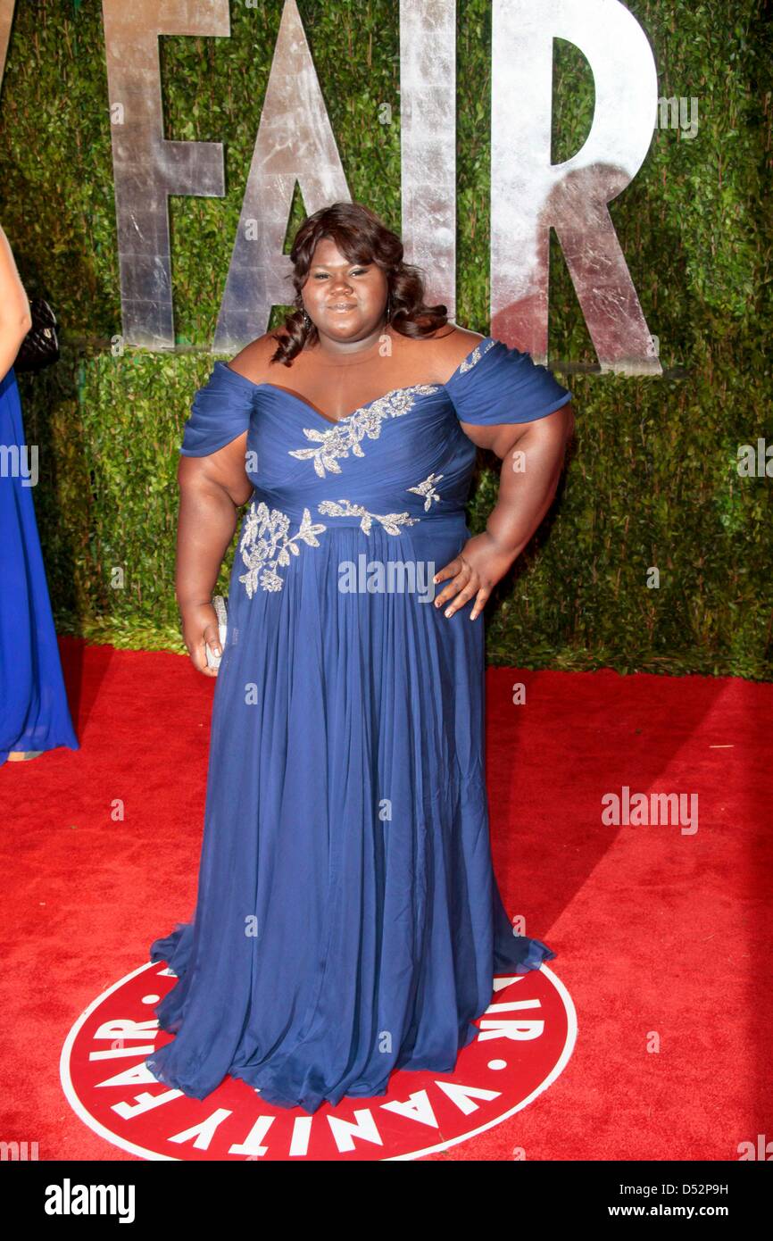 Actress Gabourey Sidibe arrives at the Vanity Fair Oscar Party at ...