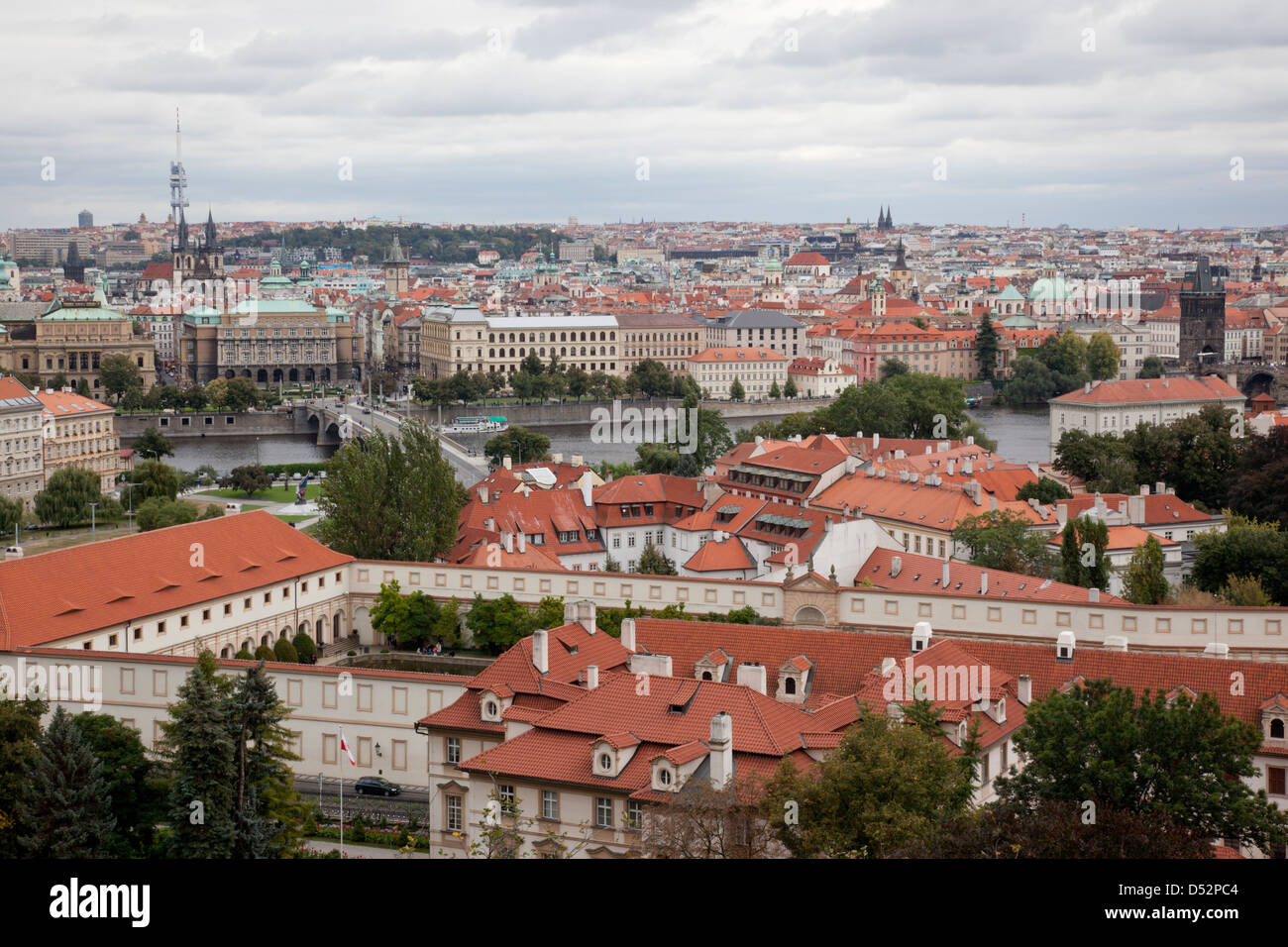 Skyline rooftop view of the City of Prague from Prague Castle, Prague ...