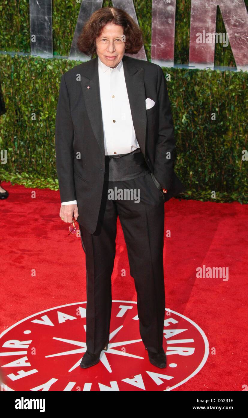 US writer Fran Lebowitz arrives at the Vanity Fair Oscar Party at ...