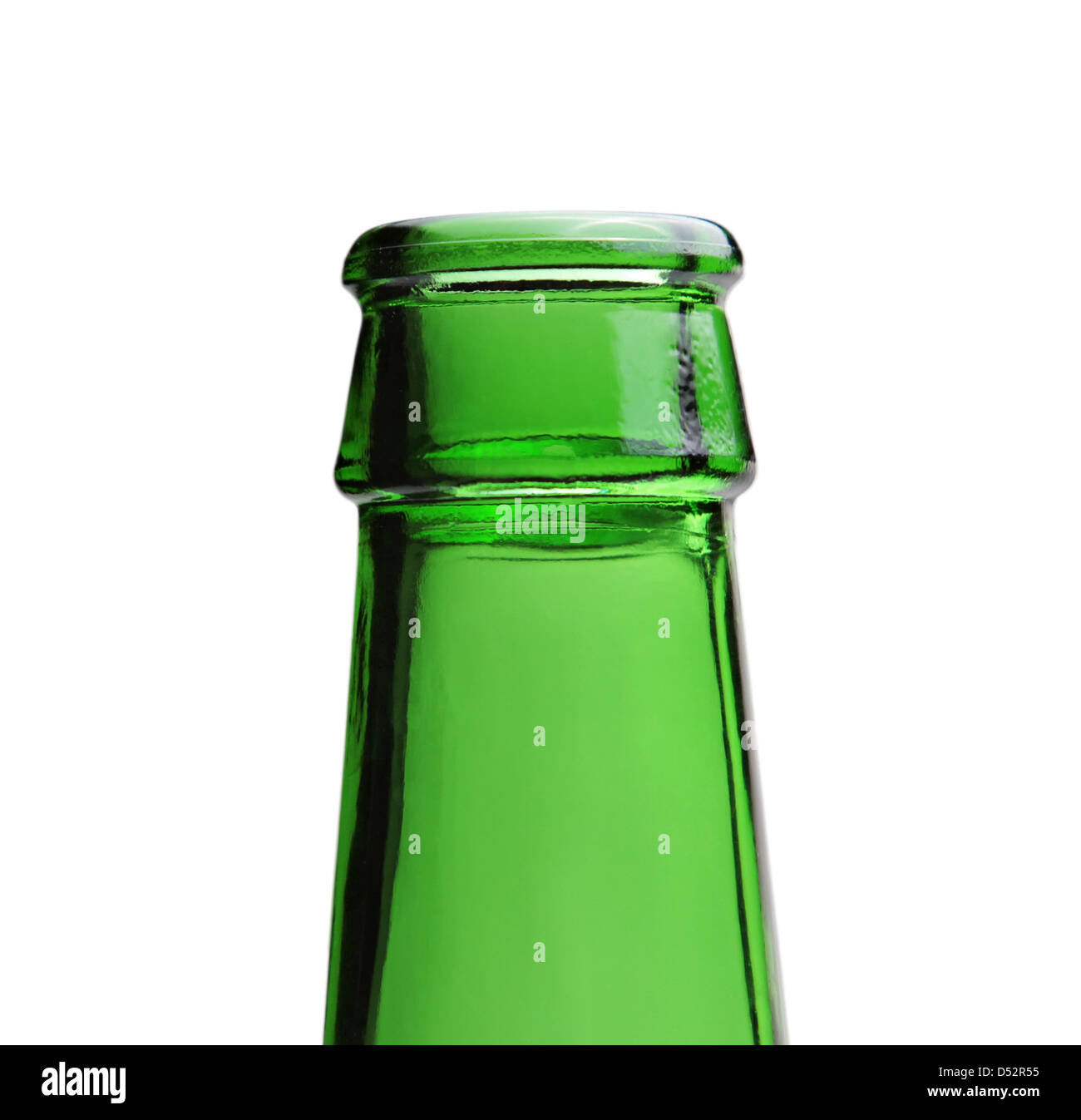 Neck of the beer bottle, isolated on white Stock Photo - Alamy