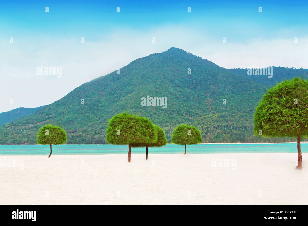 Nice beach with trees Stock Photo - Alamy