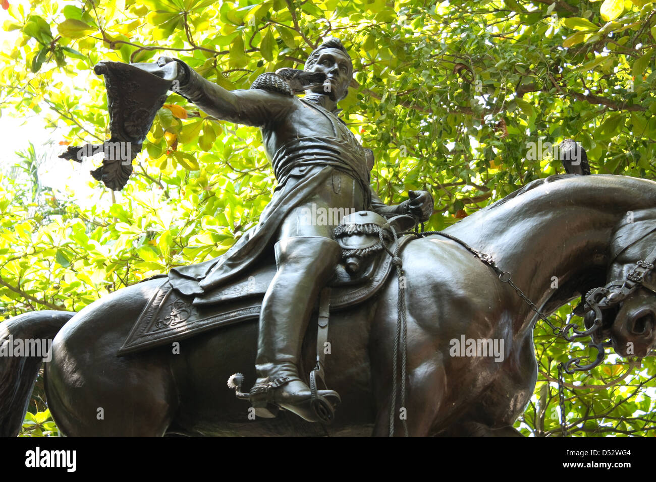 Equestrian statue of Simon Bolivar. Bolivar square. Cartagena de Indias ...