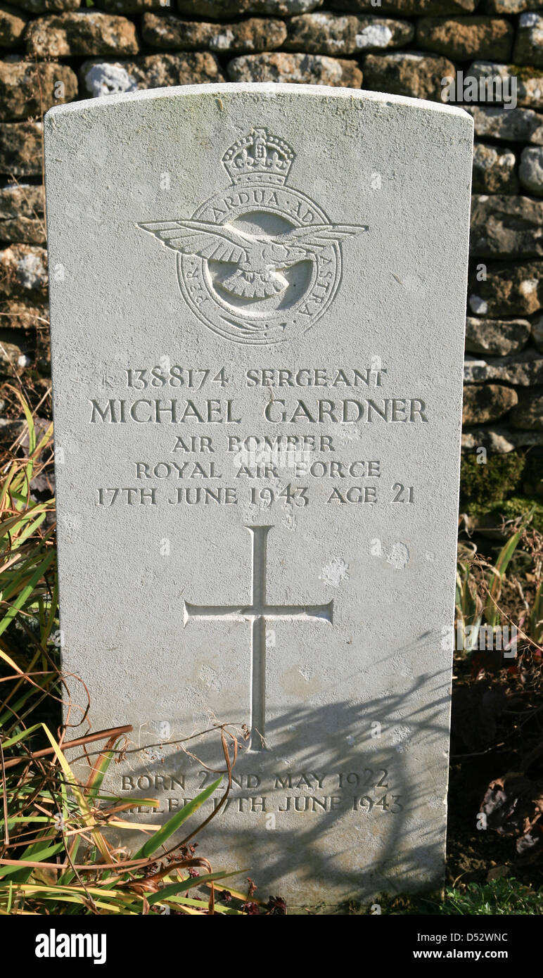Air bomber headstone war graves RAF cemetery Little Rissington ...