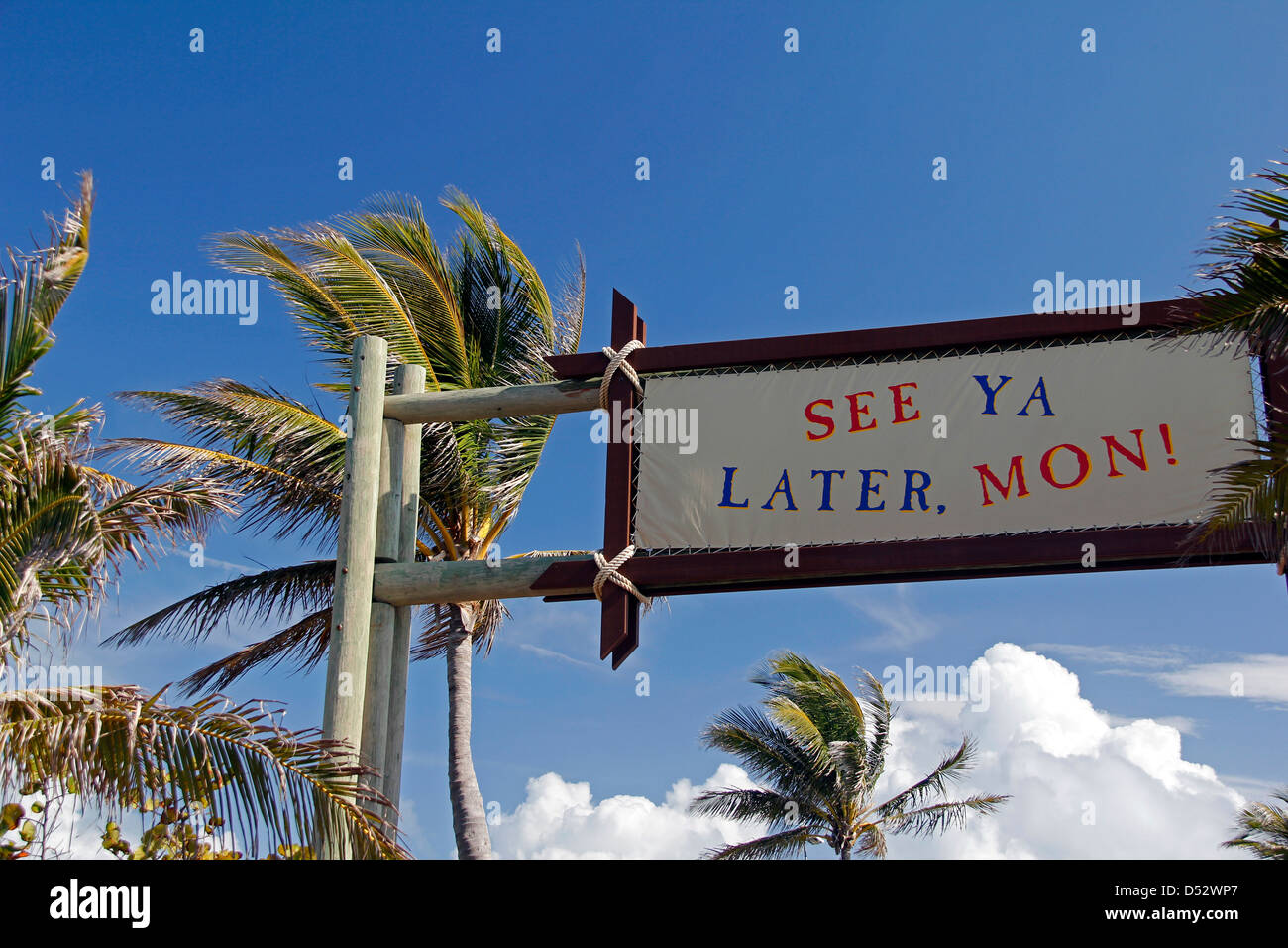 Caribbean, Bahamas, Castaway Cay. Castaway Cay Sign Stock Photo - Alamy