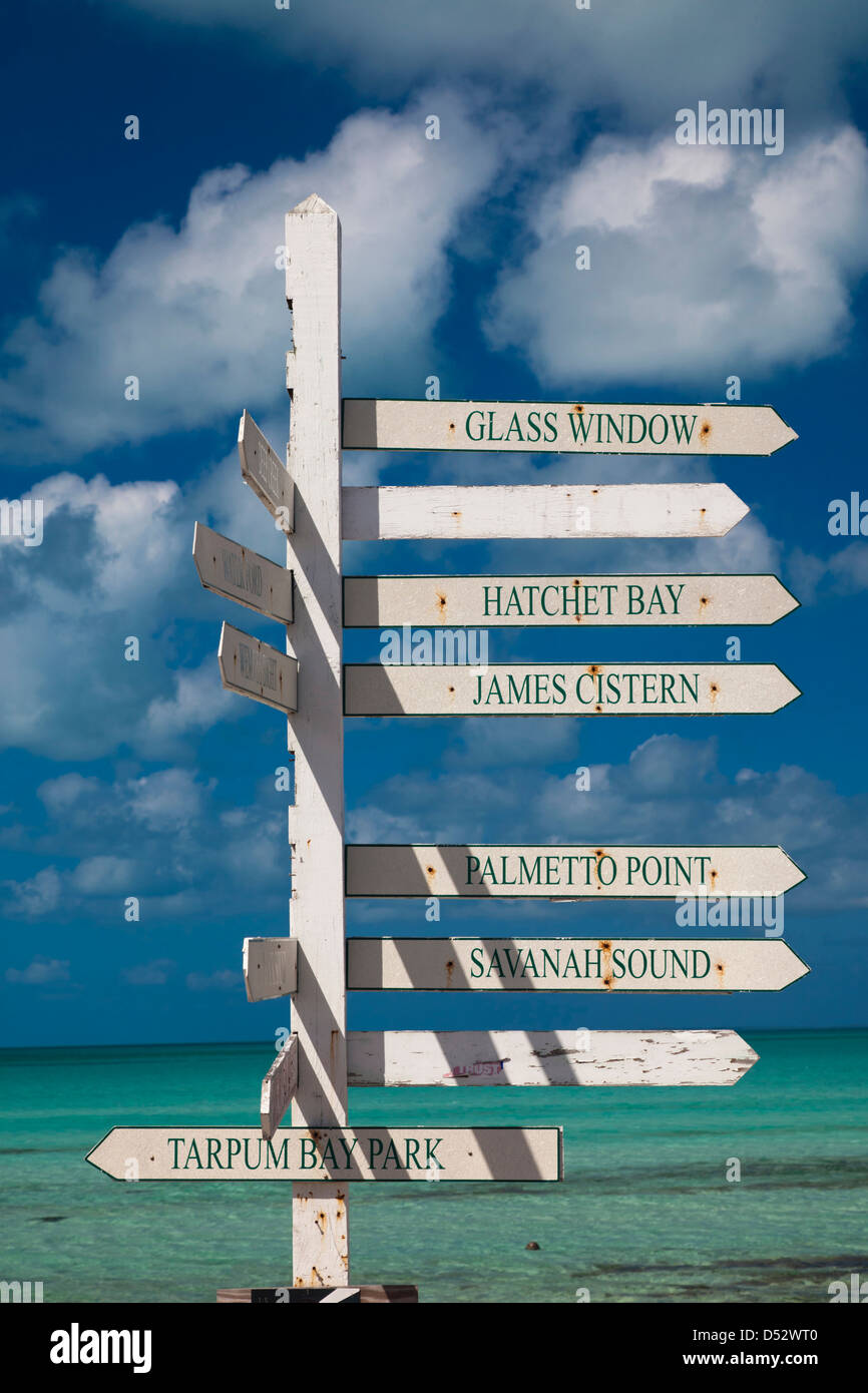 Bahamas, Eleuthera Island, Tarpum Bay, road sign Stock Photo - Alamy