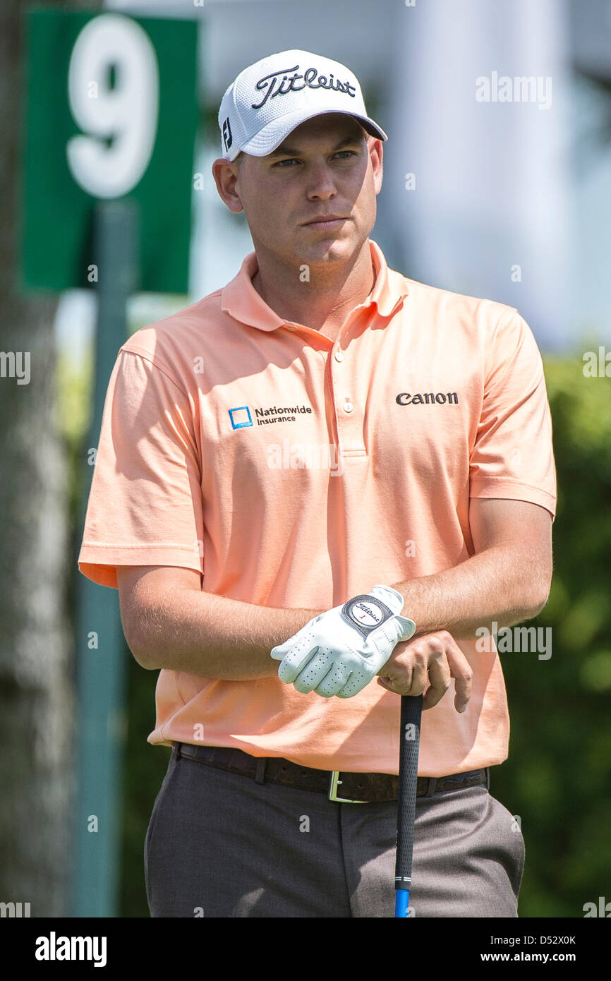 Orlando, Florida, USA. 22nd March 2013. Bill Haas waits on the 9th tee ...